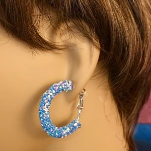 Jewelry | Sparkling Blue Hoop Earrings | Poshmark